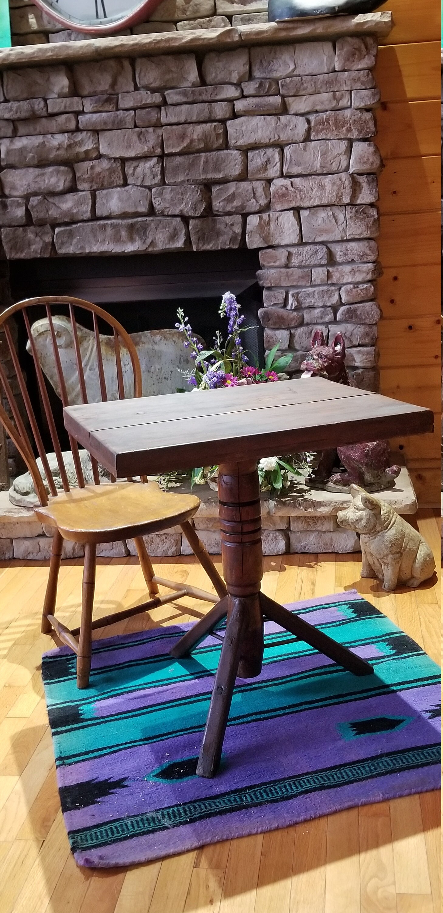 A Fantastic Folk Art Table Unconventional Vintage Side Table Hand ...