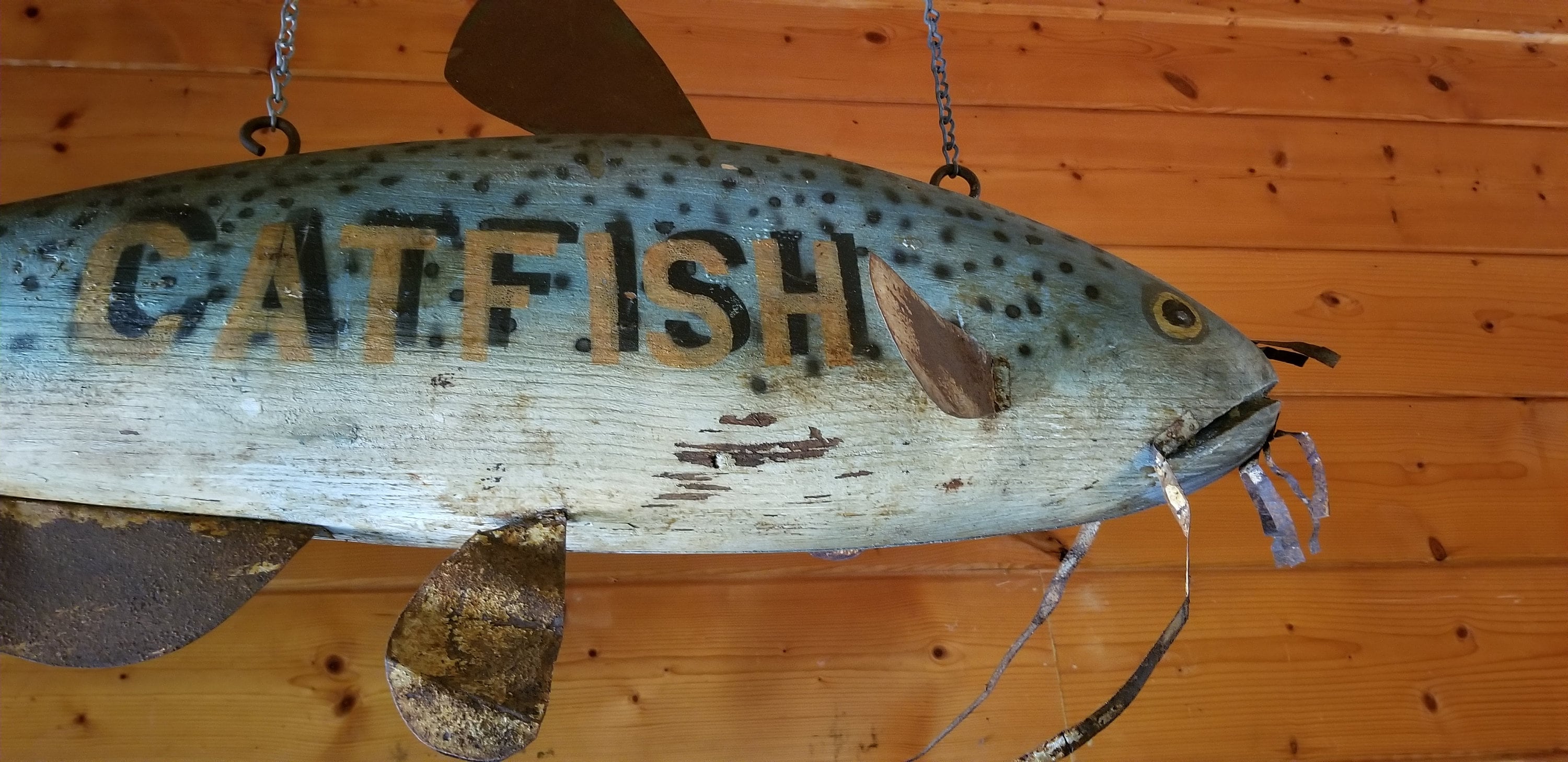 A One of A Kind Rare Large Unique Antique Folk Art Metal Catfish Hand ...