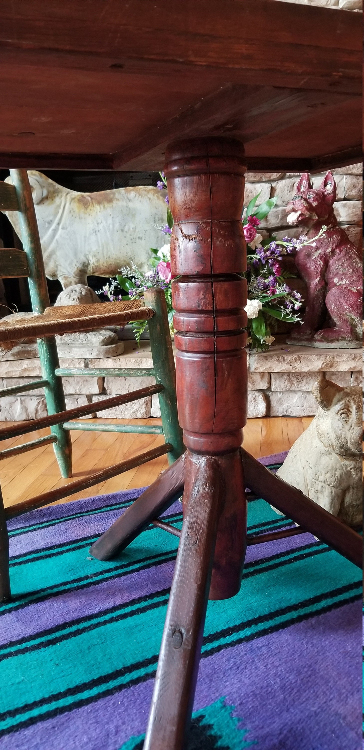 A Fantastic Folk Art Table Unconventional Vintage Side Table Hand ...