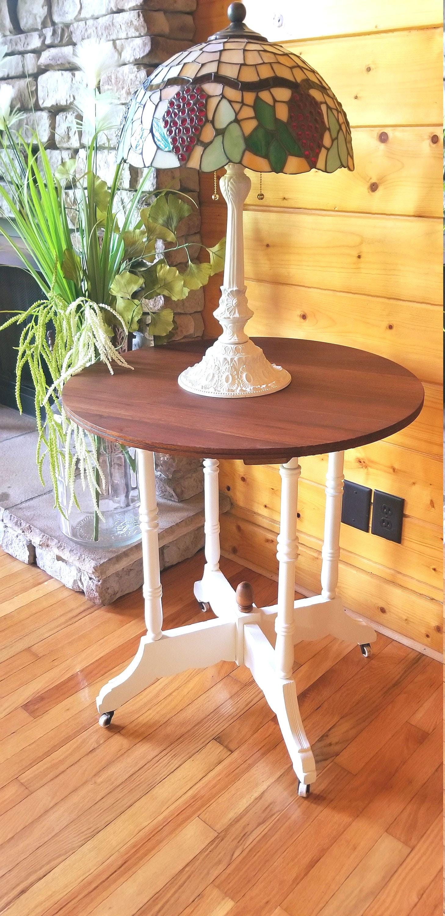 1 * Vintage Antique Cherry Table Round Cherry Table Faux Bamboo Wood ...