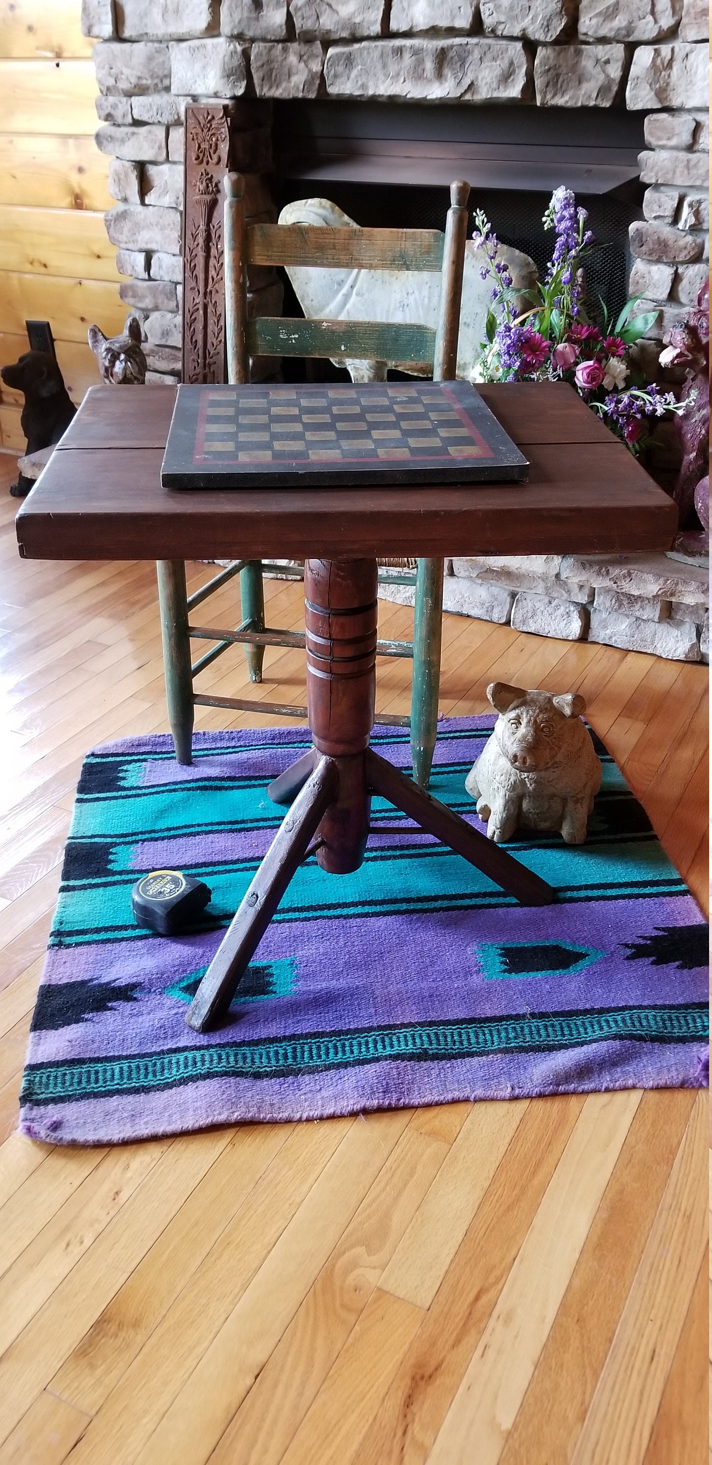 A Fantastic Folk Art Table Unconventional Vintage Side Table Hand ...