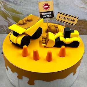 Fondant Construction Trucks Cake Topper - Etsy