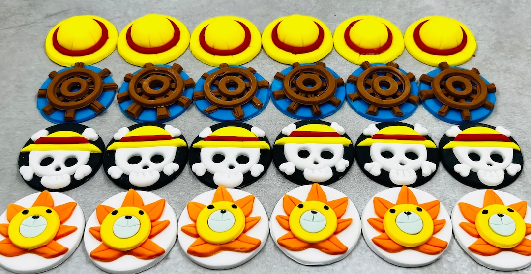 24 X MINI Fondant One Piece Anime Cupcake Toppers express Shipping - Etsy