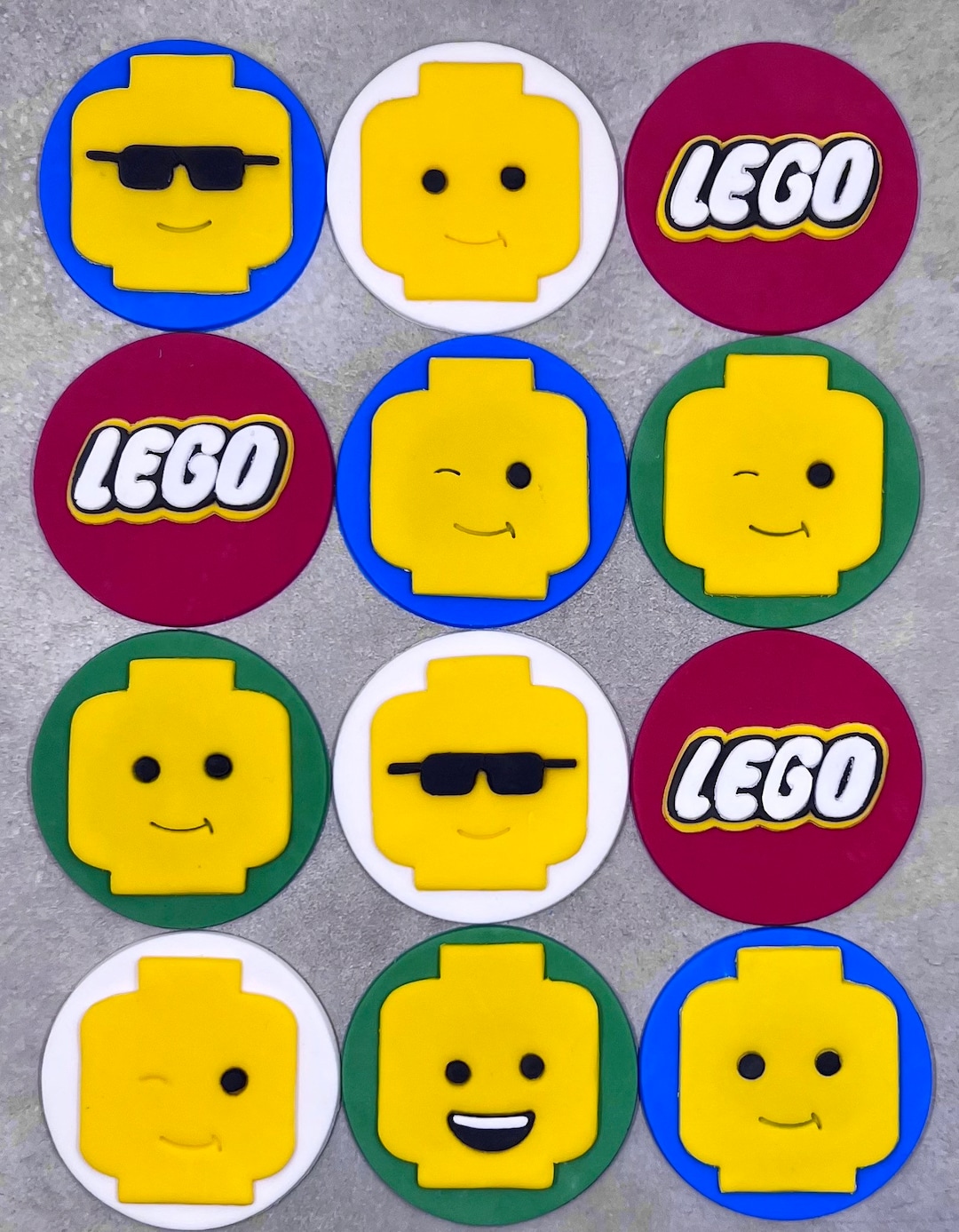 12 X Fondant Lego Cupcake Toppers express Shipping - Etsy