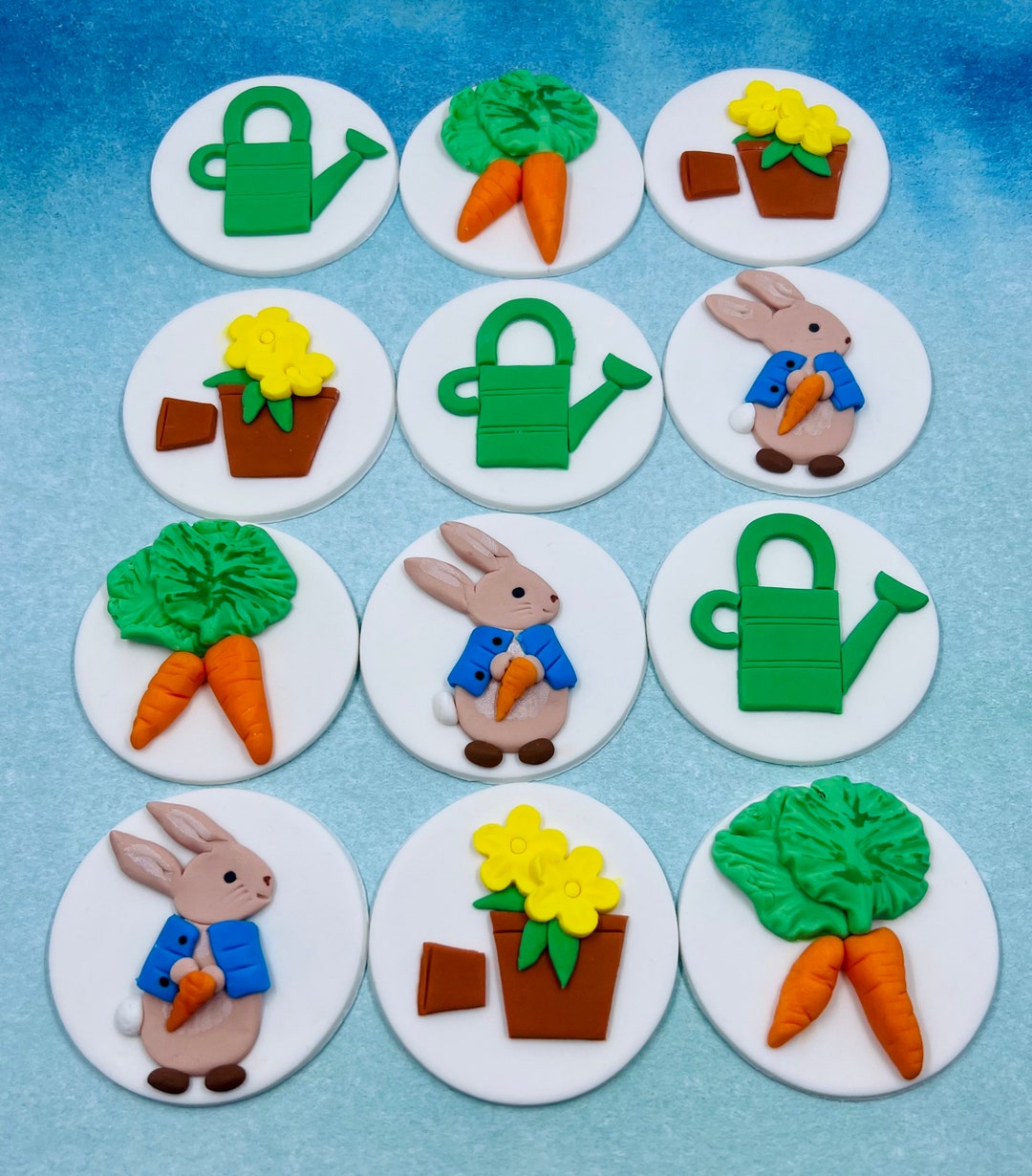 12 X Fondant Peter Rabbit Cupcake Toppers - Etsy