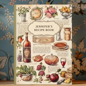 Personalized Recipe Book, Cookbook Journal, Custom Name and Text ...