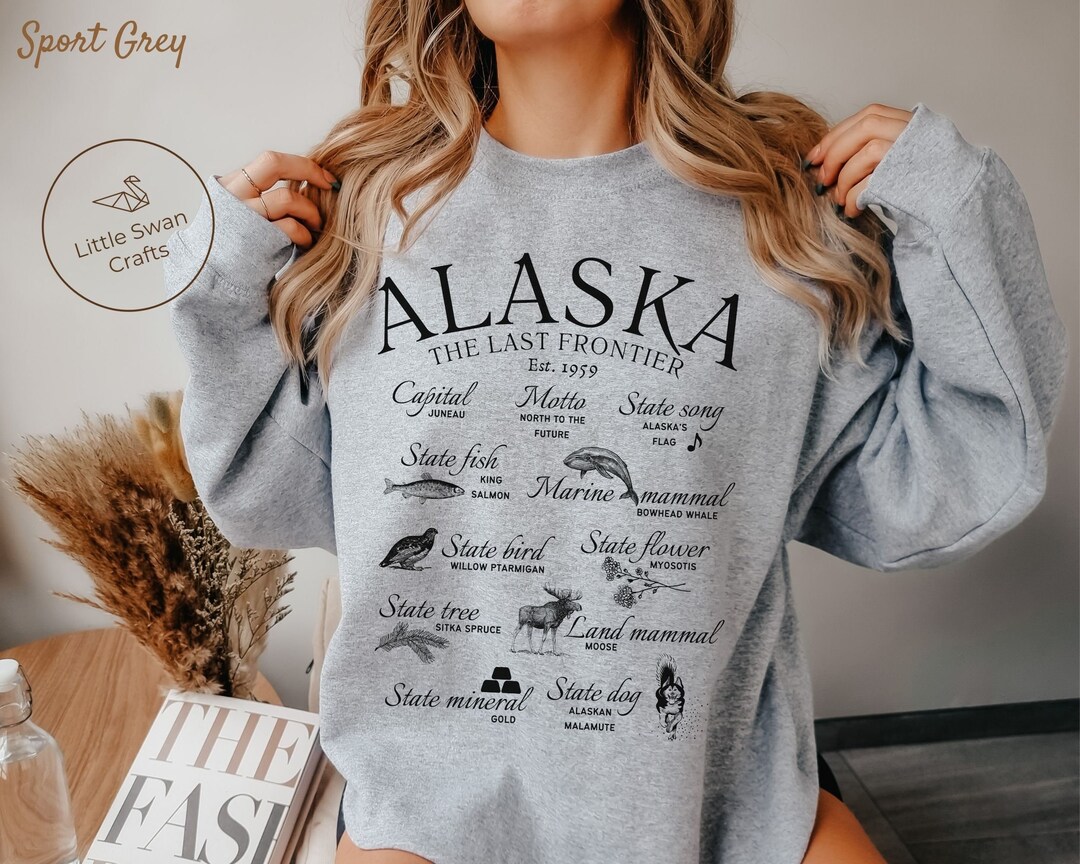 Alaska Sweatshirt, State Landmarks Crewneck Pullover, Unisex - Etsy