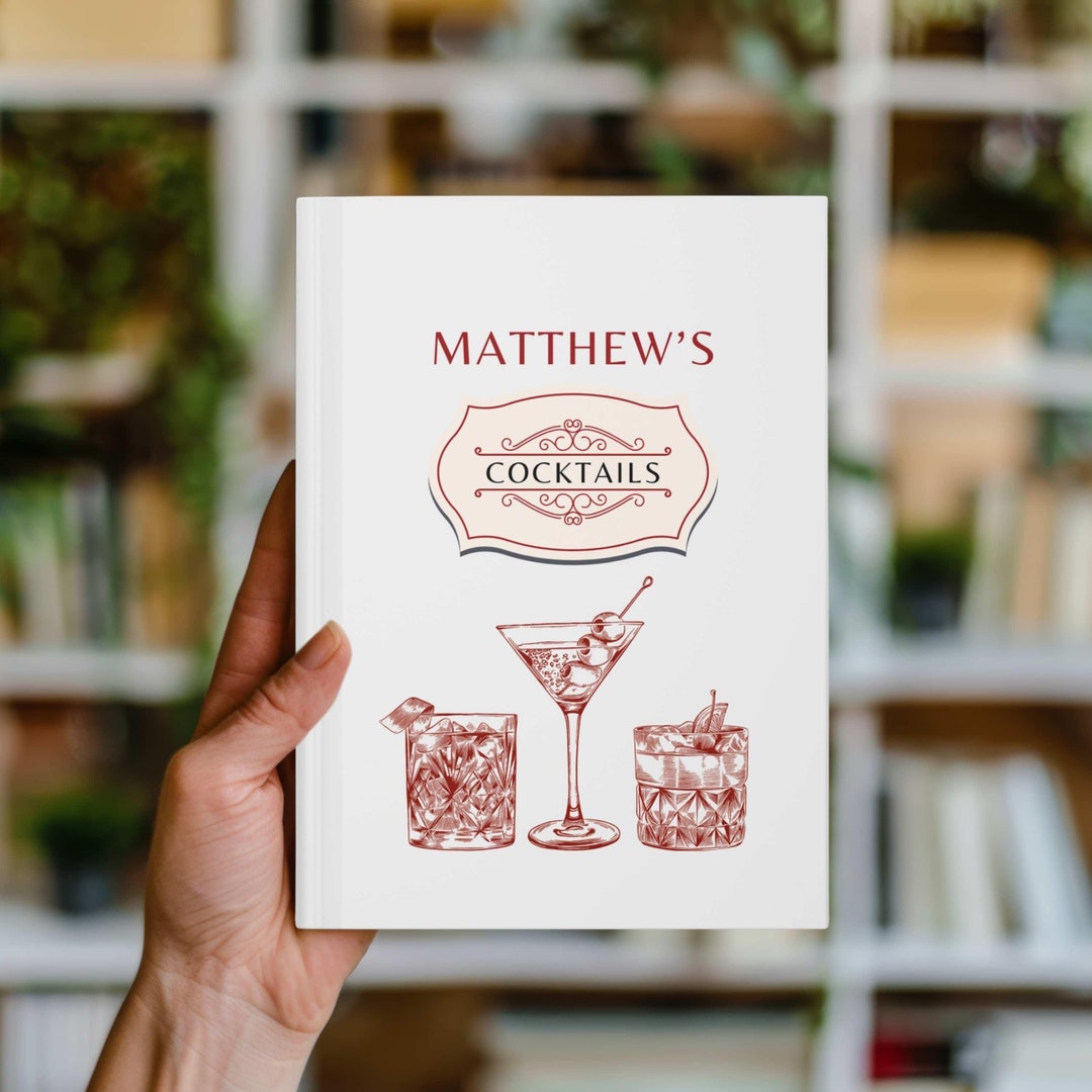 Custom Cocktail Book, Bartender's Recipe Notebook, Personalized Name ...