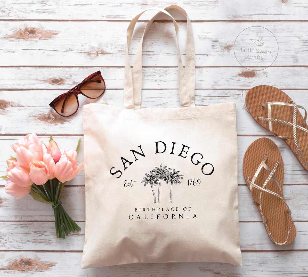 San Diego Tote Bag, California Eco Friendly Market Bag, Palm Trees ...