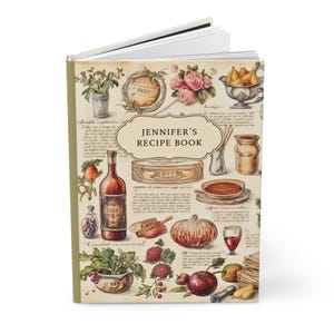 Personalized Recipe Book, Cookbook Journal, Custom Name and Text ...