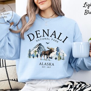 Denali National Park Sweatshirt, Alaska Moose Crewneck Pullover, Unisex ...