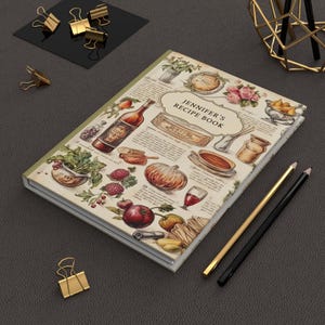 Personalized Recipe Book, Cookbook Journal, Custom Name and Text ...