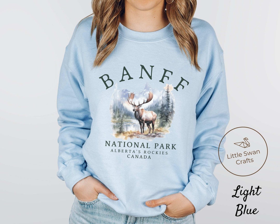 Banff National Park Sweatshirt, Canada Alberta Moose Crewneck Pullover ...