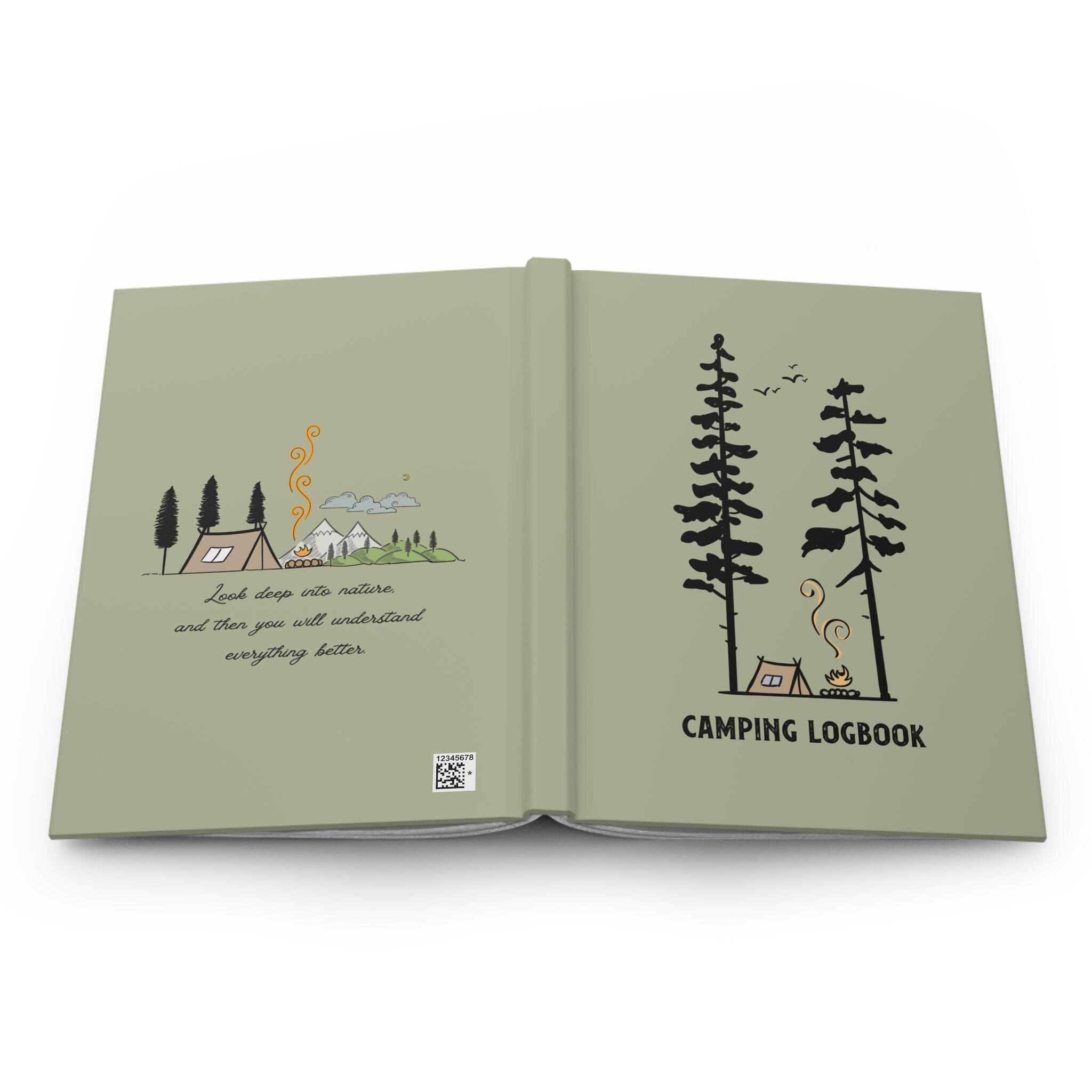 Camping Logbook Journal, Green Adventure Notebook, Campfire Memory Book ...