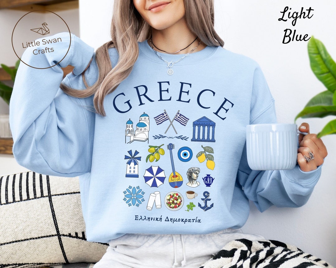 Greece Sweatshirt, Greek Landmarks Crewneck Pullover, Unisex - Etsy