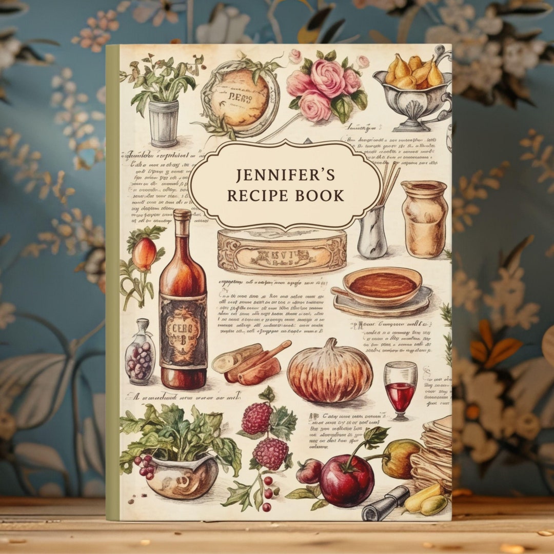 Personalized Recipe Book, Cookbook Journal, Custom Name and Text ...