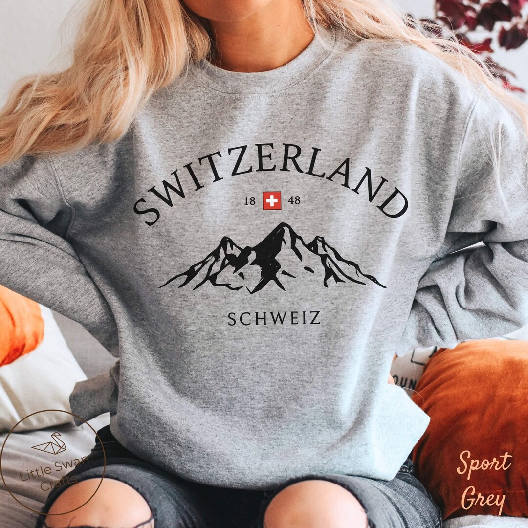 Switzerland Sweatshirt, Swiss Mountains Crewneck, Suisse Alps Flag ...