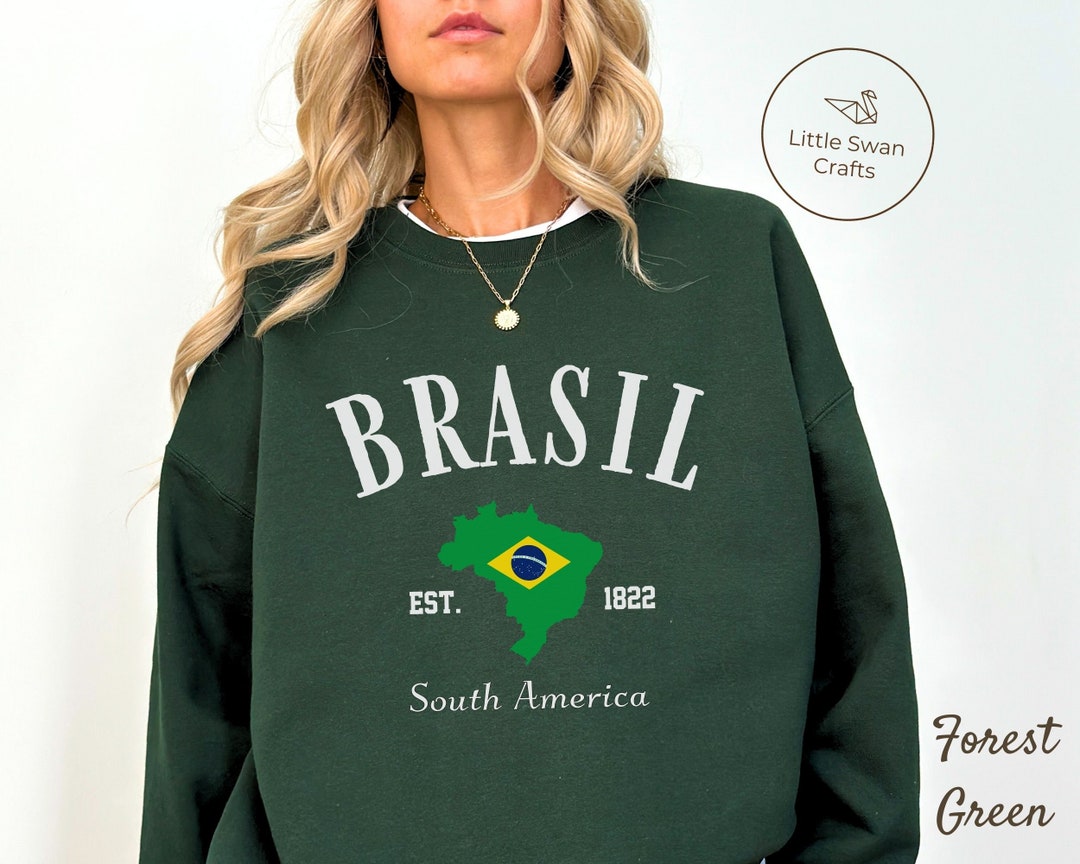 Brazil Sweatshirt, Brazilian Flag Map Crewneck Pullover, Unisex - Etsy