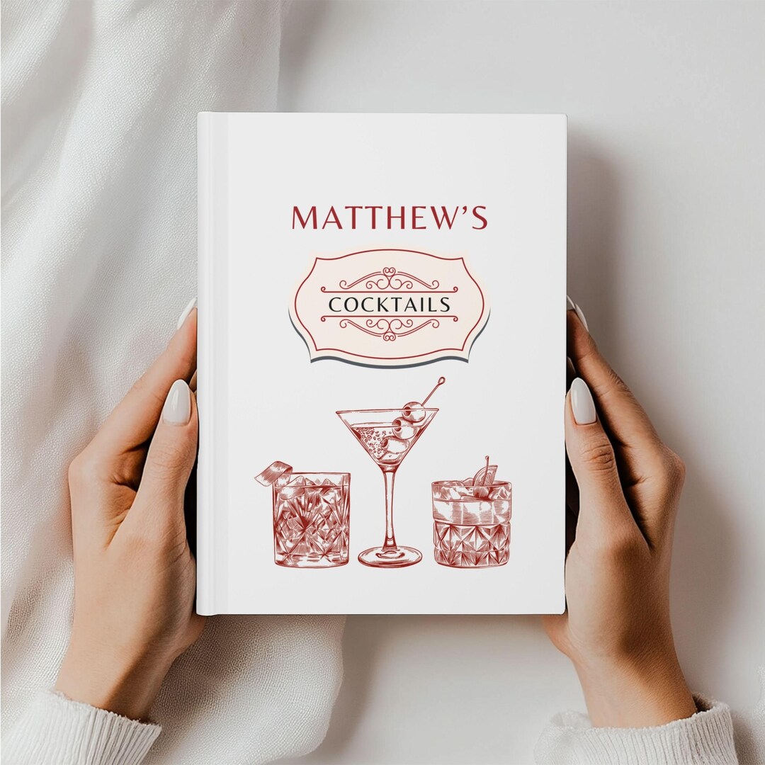 Cocktail Book, Custom Bartender's Recipe Notebook, Personalized Name ...