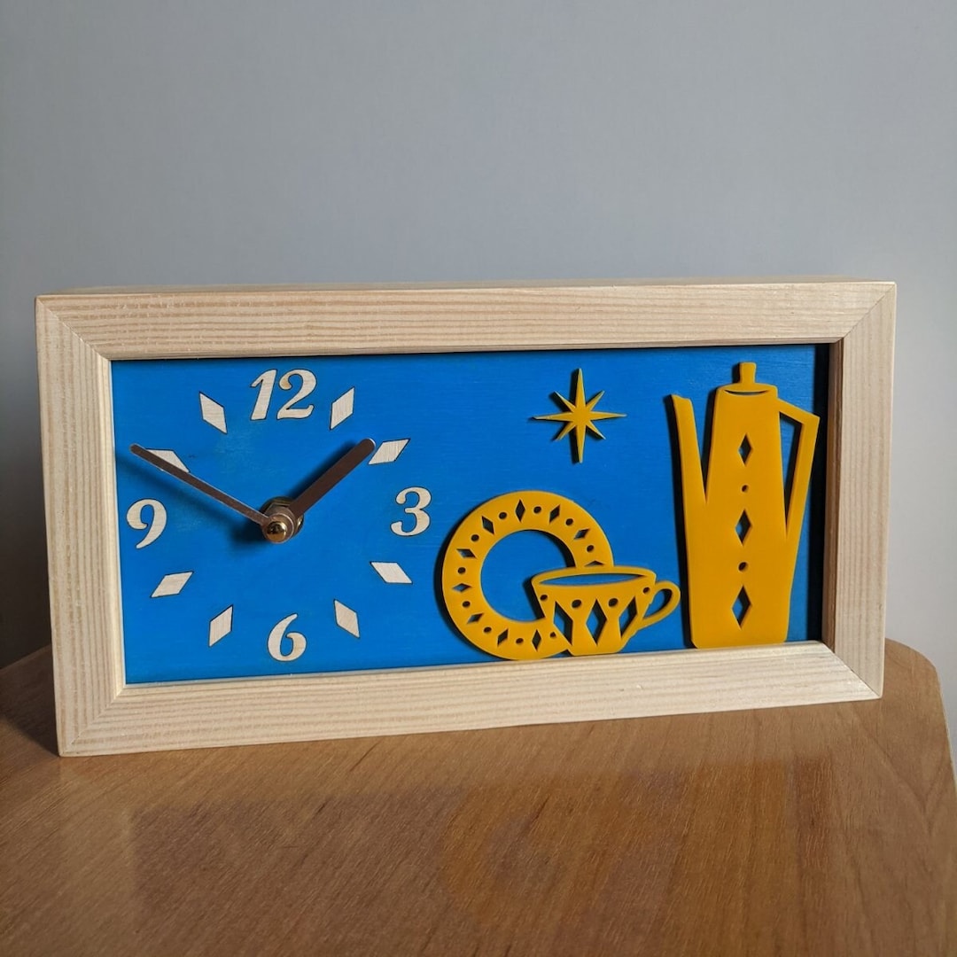 Mid Century Modern Kitchen Clock MCM Handmade Wood Retro - Etsy