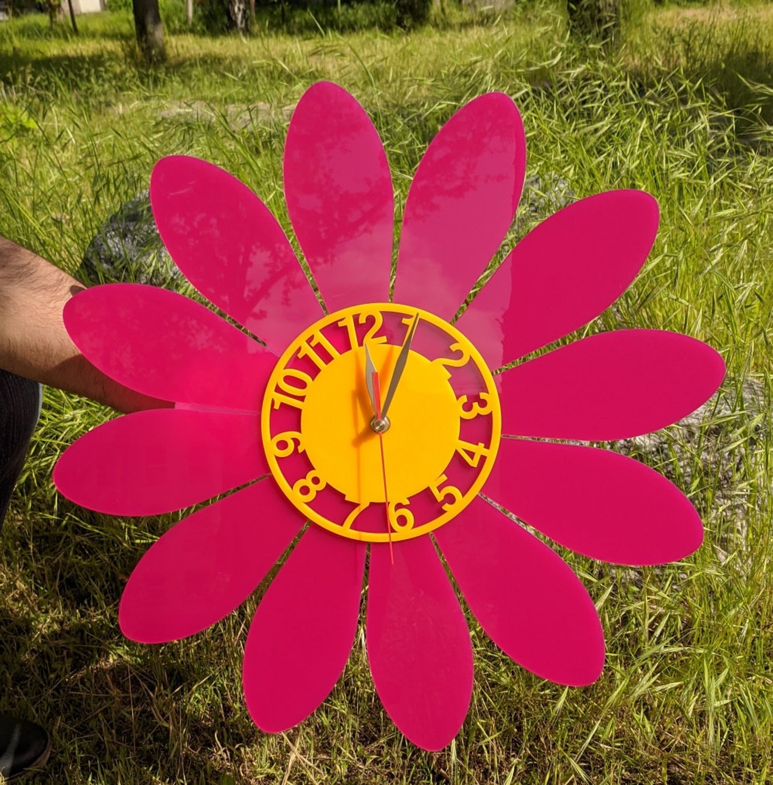 Wall Clock Choose Color Daisy Clock Non-ticking Gerbera - Etsy