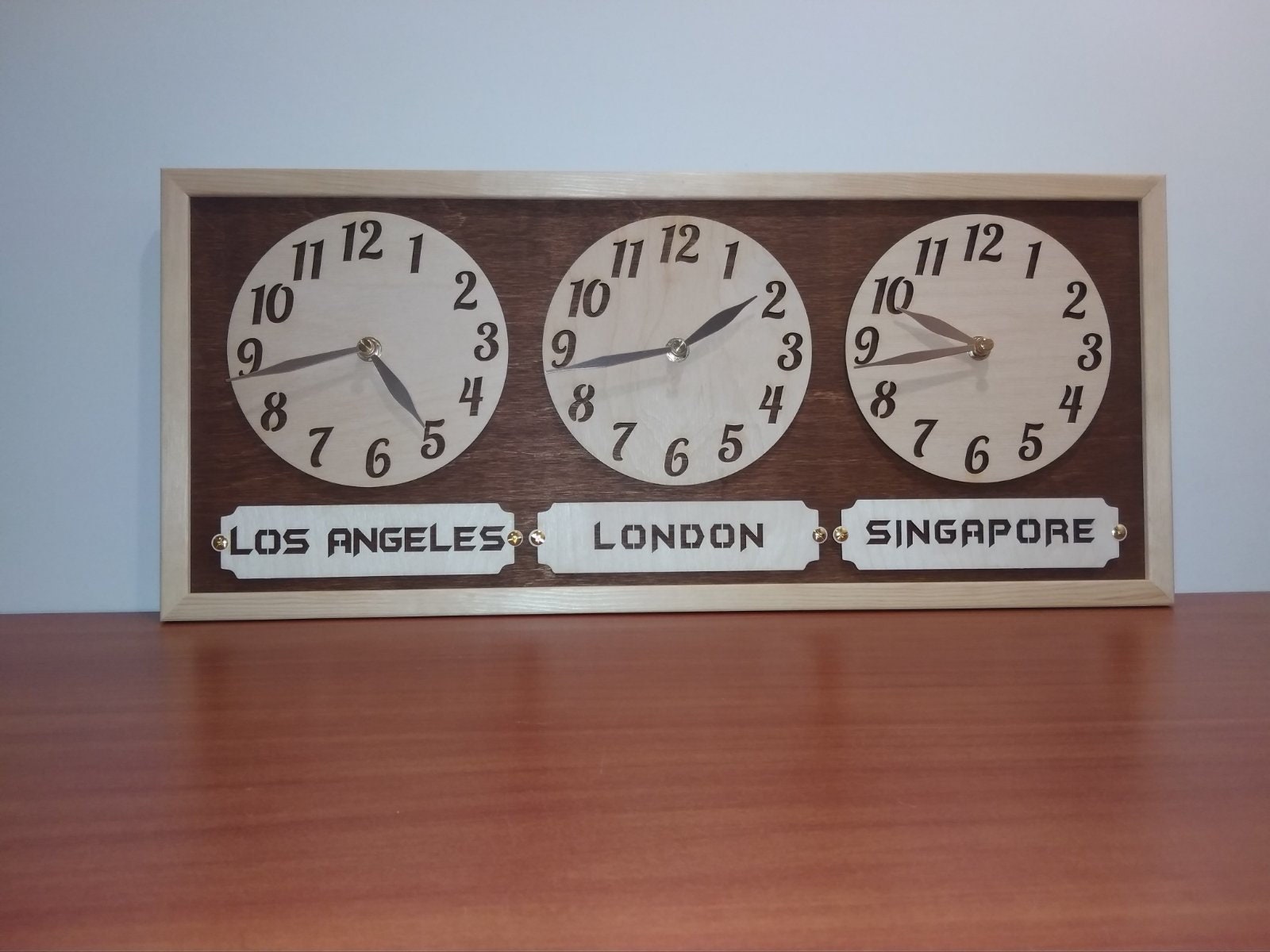Framed Multiple World Time Zone Clock, City/state/country Sign ...