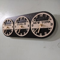 LARGE Office Clock, World Time Zone Clock , Time Zone Wall Clock, City ...