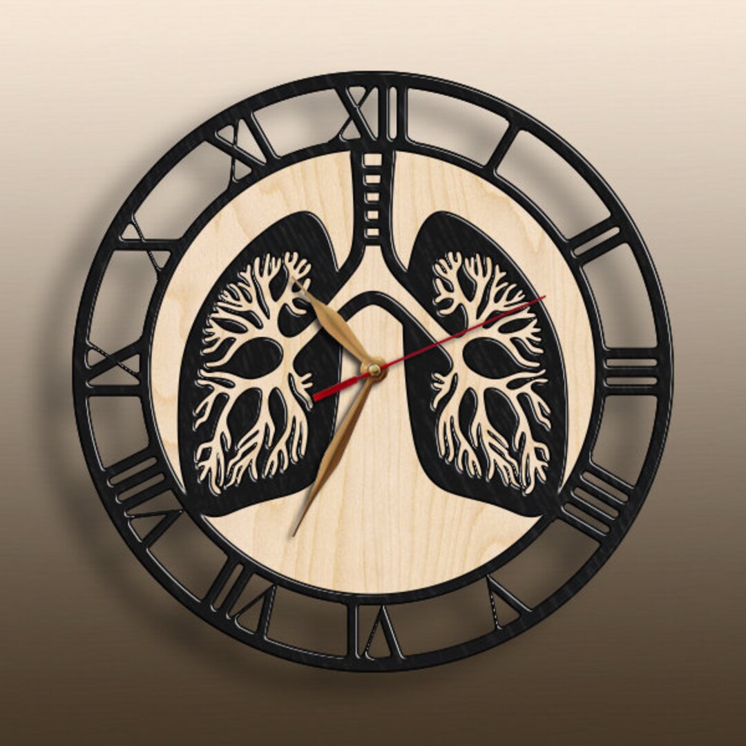 Pulmonology Lungs Wall Clock 12-18inch Non-ticking, Pulmonologist ...