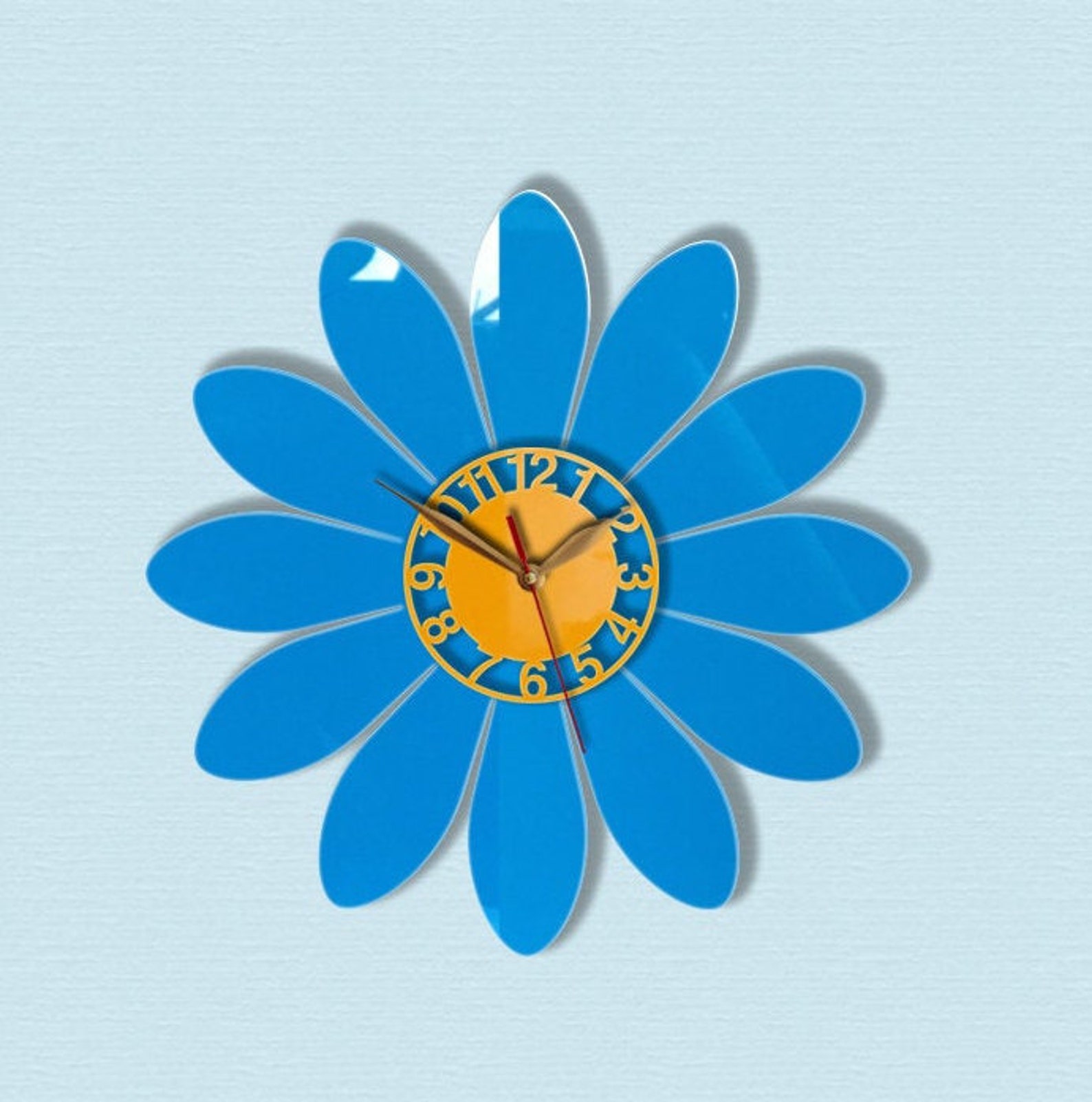 Wall Clock Choose Color Daisy Clock Non-ticking Gerbera - Etsy