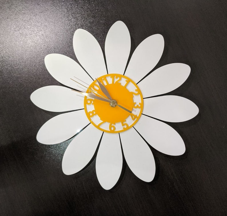 Wall Clock Choose Color Daisy Clock Non-ticking Gerbera - Etsy