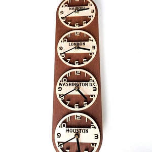 Vertical Time Zone Wall Clock, 2-5 Dials, Multiple World Clock, Office ...