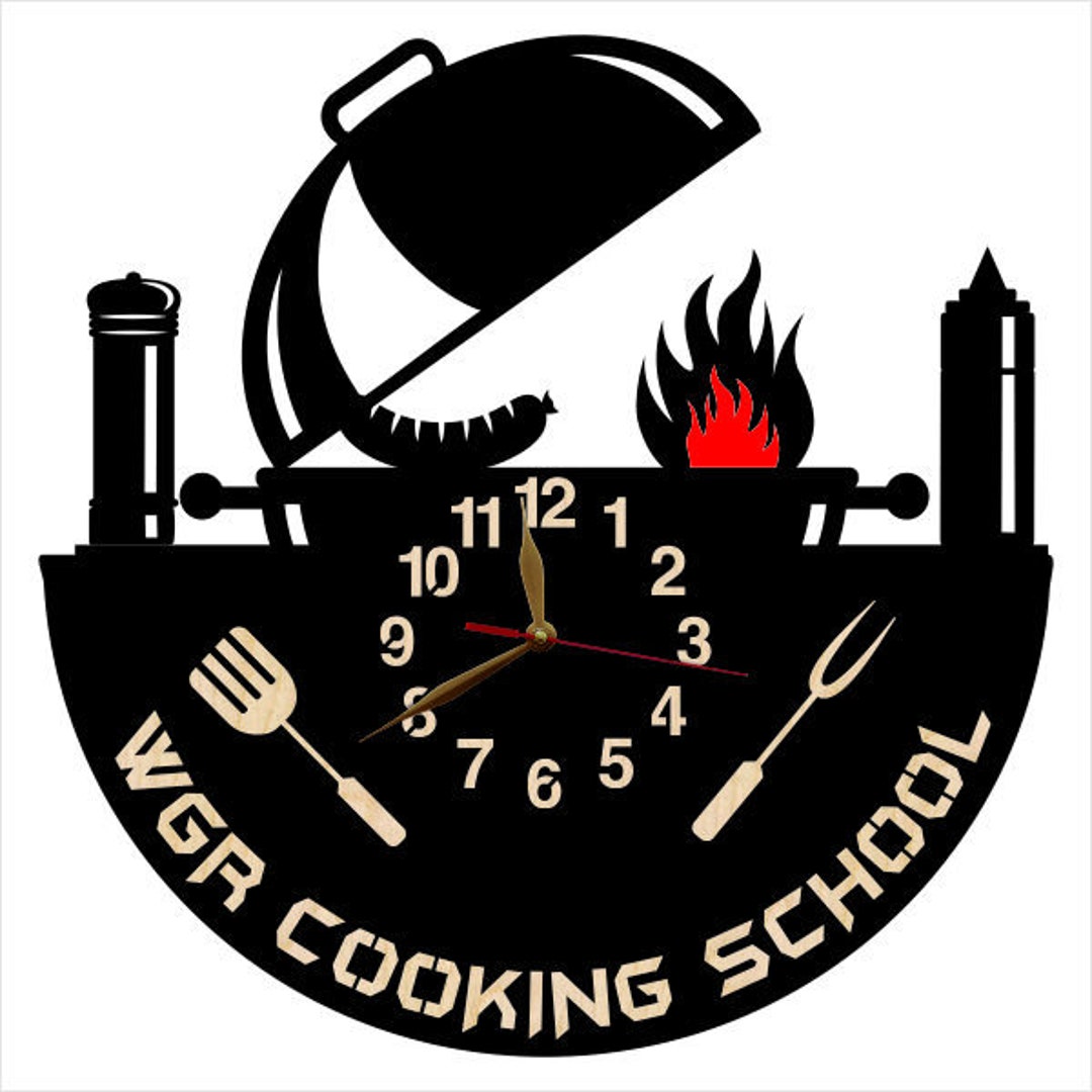 Wall Clock BBQ Sign Barbecue Clock Kitchenware, Griller Cook, Wood, 12 ...