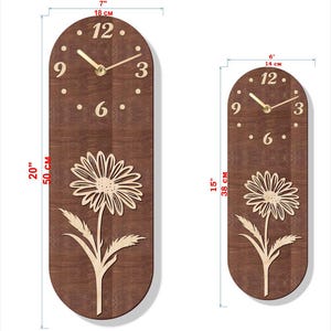 Daisy Oval Minimalist Wall Clock, Handmade Wall Clock, Non-ticking ...