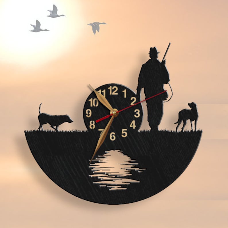 Hunter Wood Clock Gift BIG Non-ticking Ducks Pheasants Moose - Etsy