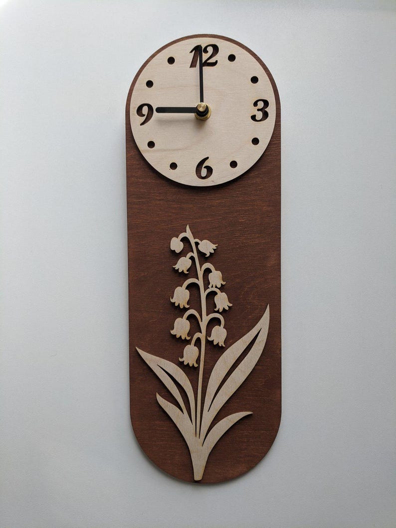 May-lily Flower Wall Vertical Clock, Lily of the Valley Handmade Non ...