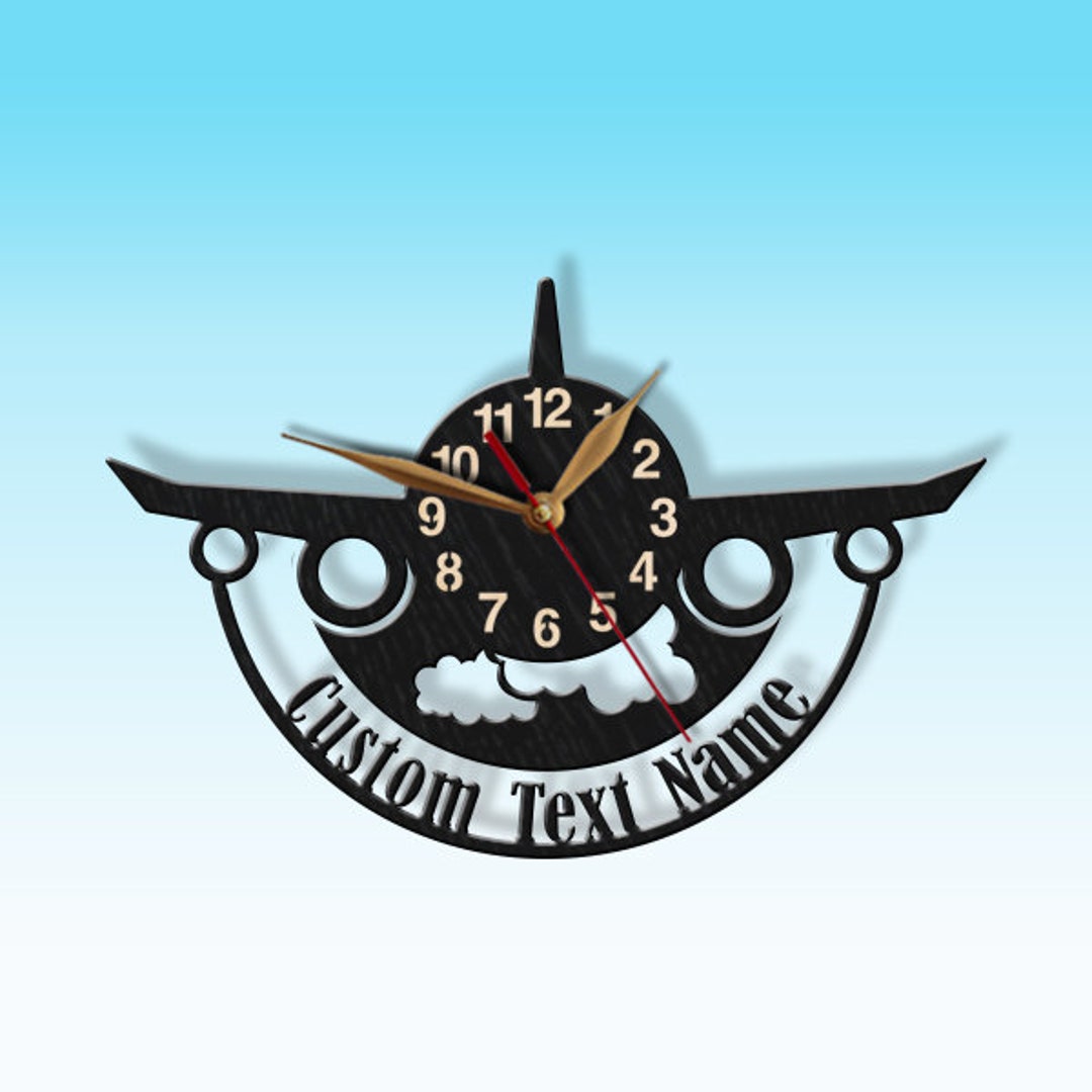 Wall Clock Airplane BIG Wooden 16-22inch Wingspan, Custom Name, Non ...