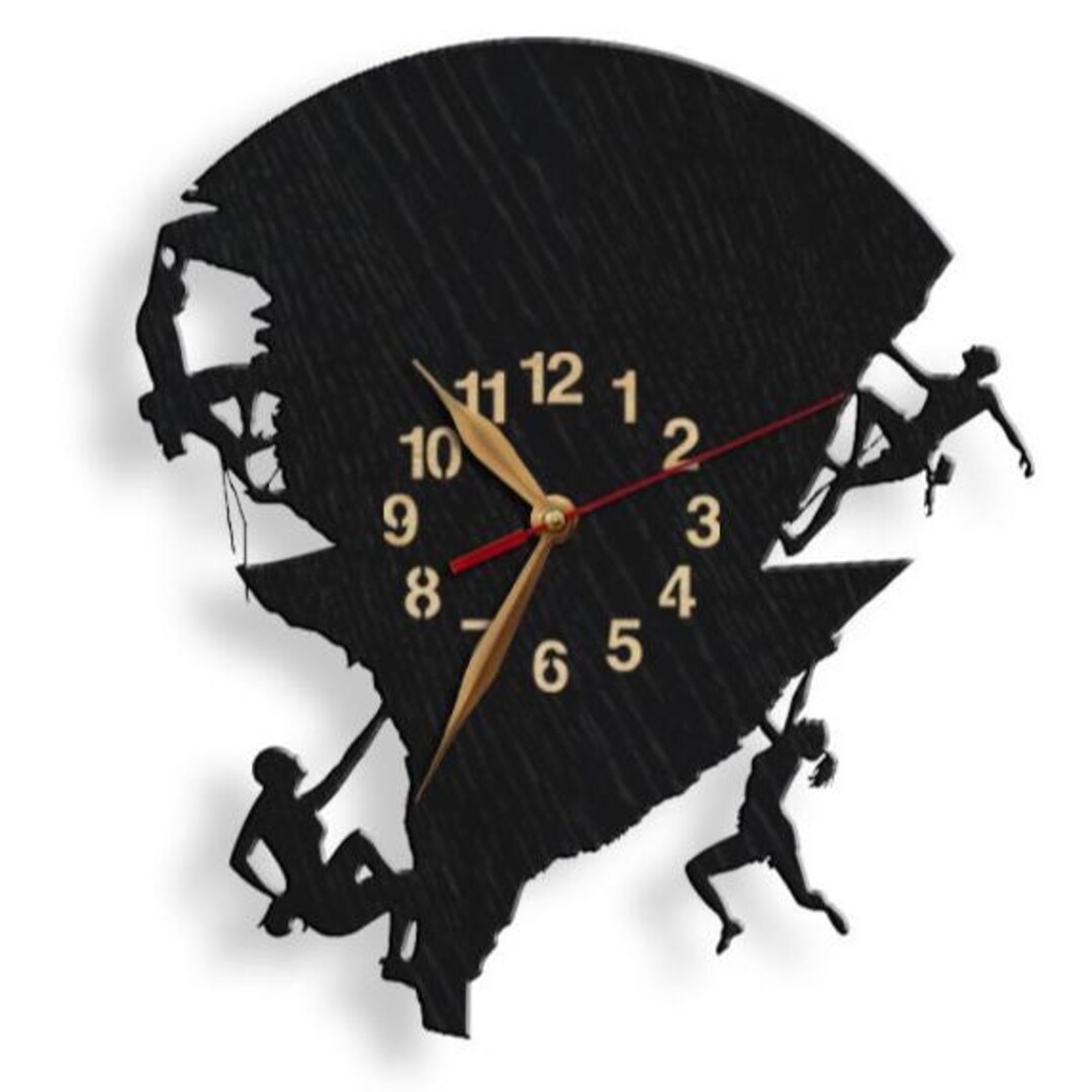 Climber Wall Clock, 12 or 18 Inches Wood Non-ticking Alpinist Gift ...