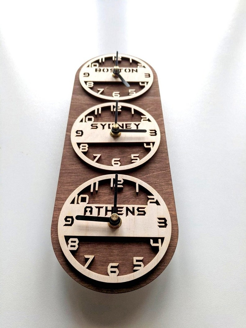 Vertical Time Zone Wall Clock, 2-5 Dials, Multiple World Clock, City ...