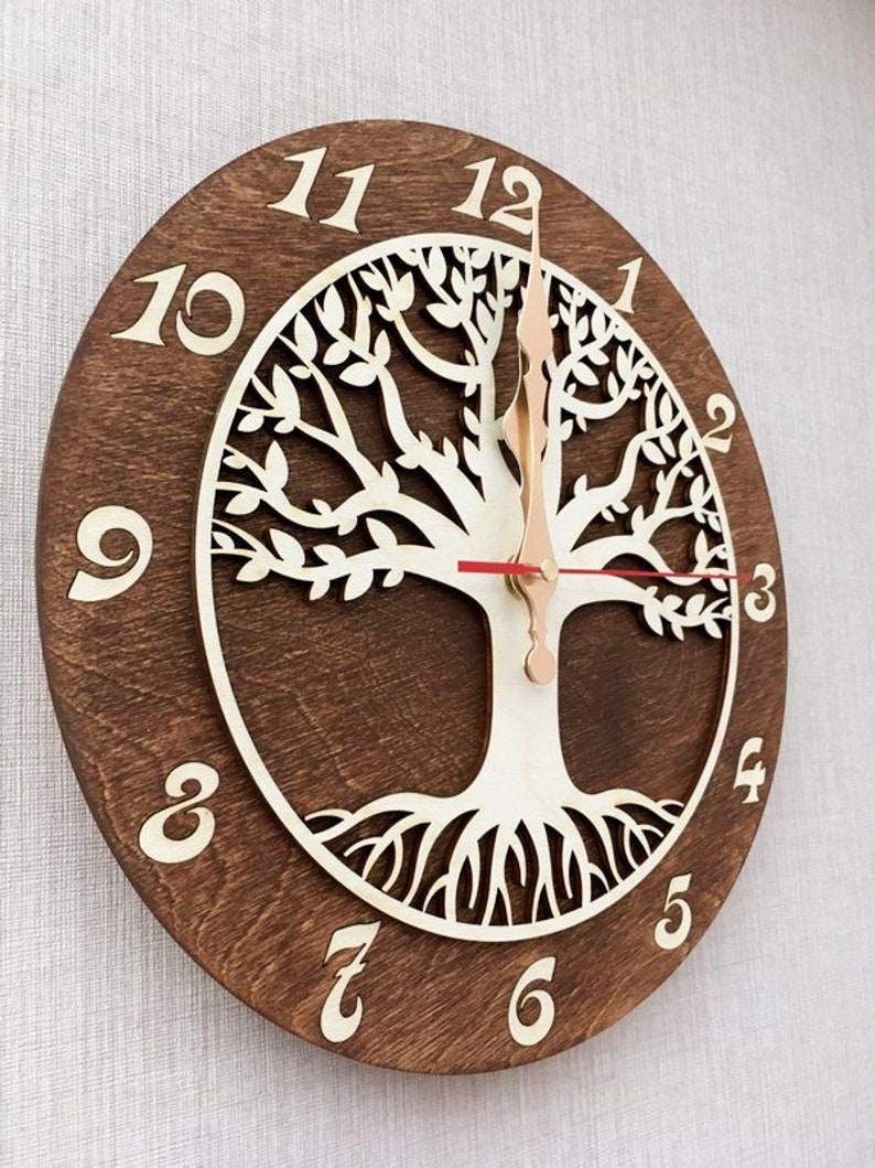 Wall Clock Family Tree Non-ticking Wall Wooden LARGE - Etsy