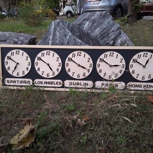 Framed Multiple World Time Zone Clock, City/state/country Sign ...