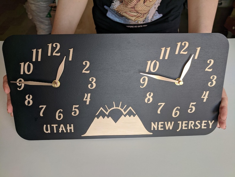 Dual Time Zone Clock, City/state/country Sign, Timezone Two Locations ...
