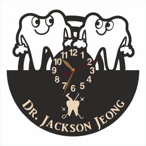 Wall Clock Dental Care 12-18inch, Medical BIG Wood LARGE Dental Office ...