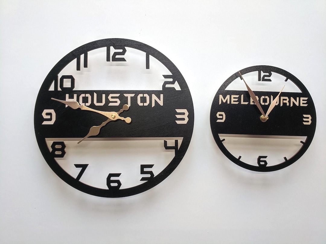 Round Time Zone Clock, City/state/country Timezone Name 8 - 12 Inch ...