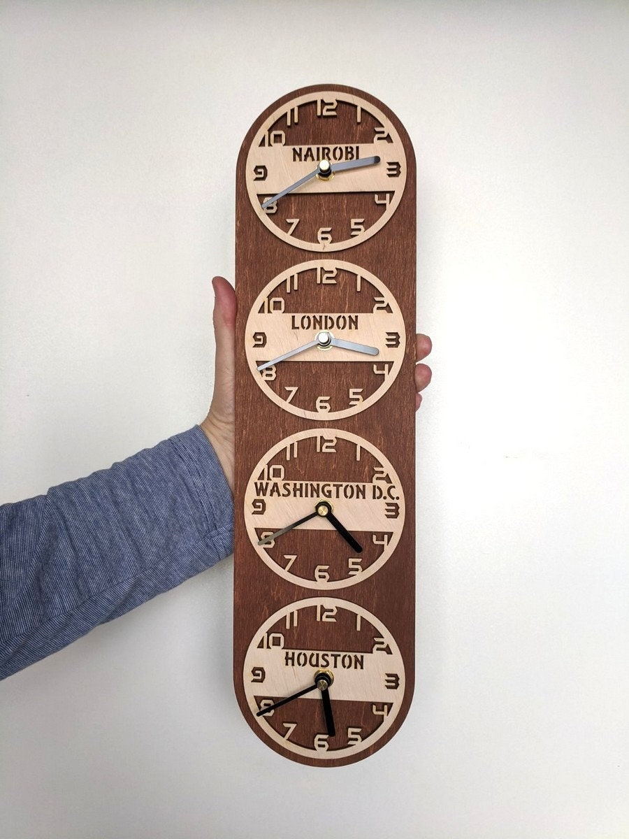 Vertical Time Zone Wall Clock, 2-5 Dials, Multiple World Clock, City ...