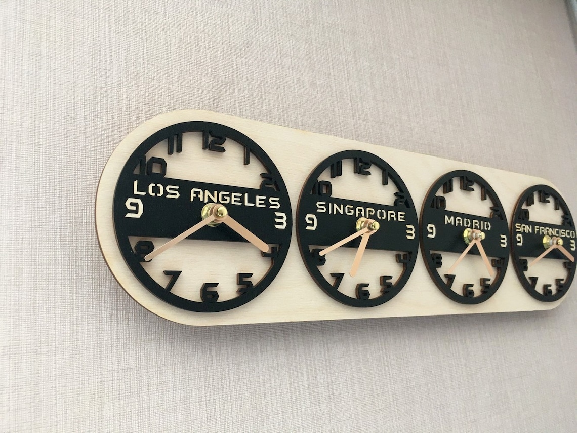 Time Zone Wall Clock City/state/country Sign World Clock - Etsy
