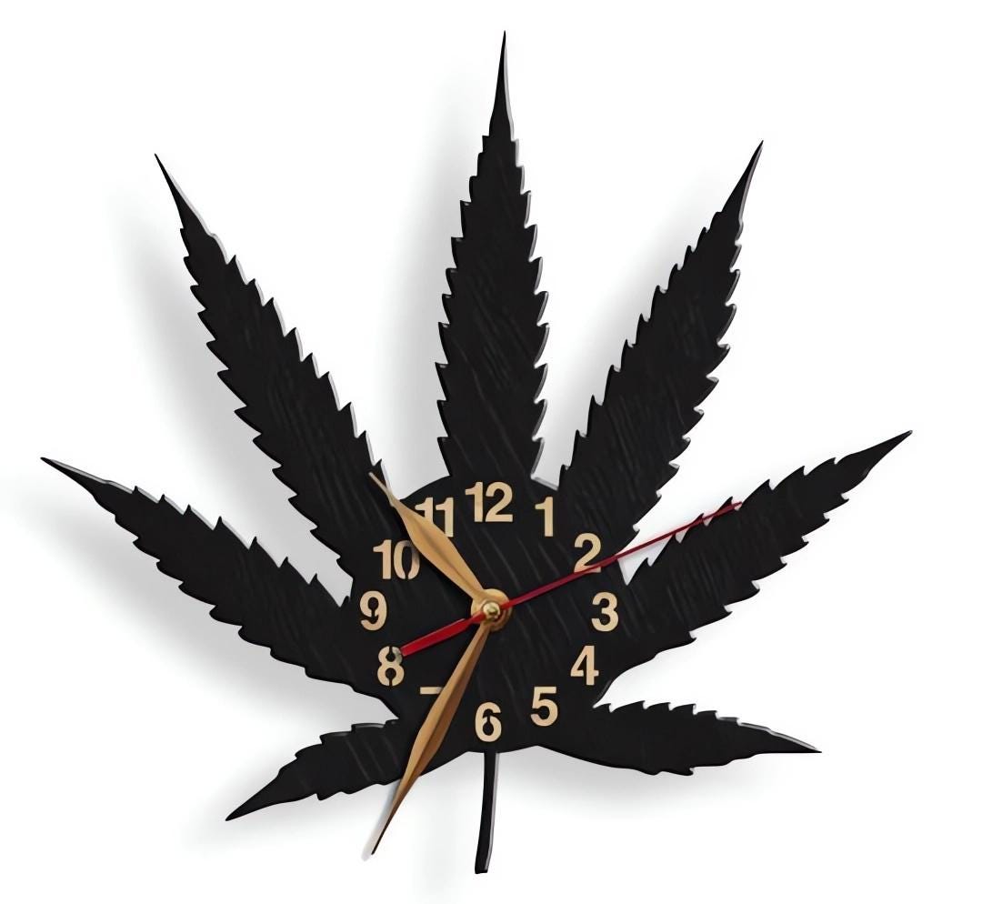 Wall Clock Cannabis, Non-ticking LARGE 12-18inch, Marijuana, Wooden ...