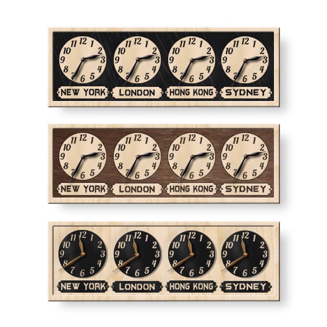 Framed Multiple World Time Zone Clock, City/state/country Sign ...