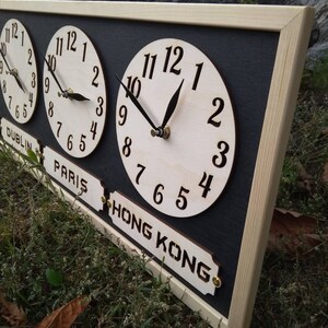 Framed Multiple World Time Zone Clock, City/state/country Sign ...