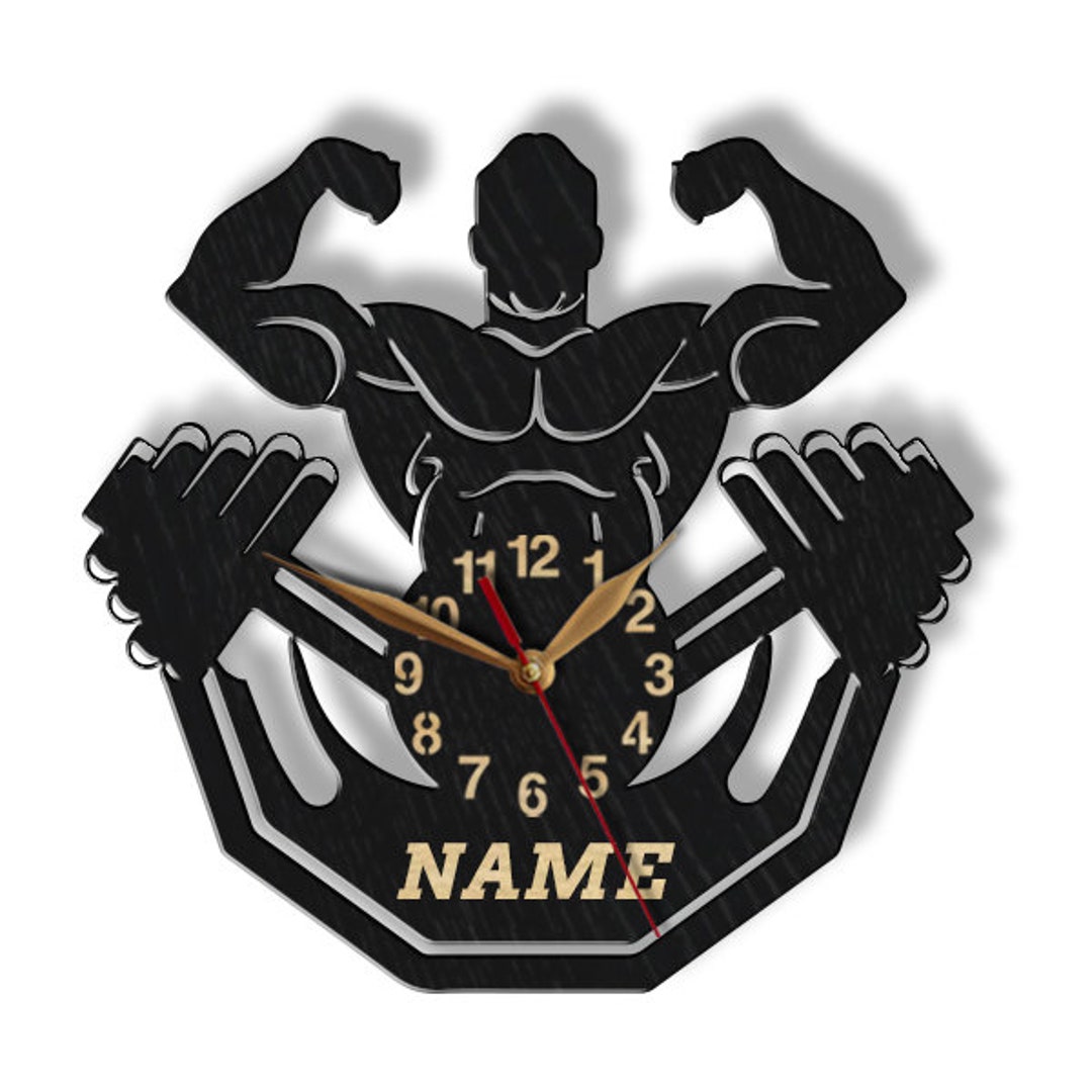 Wall Clock Bodybuilding Powerlifter 12-18inch, Bodybuilder Coach Gift ...