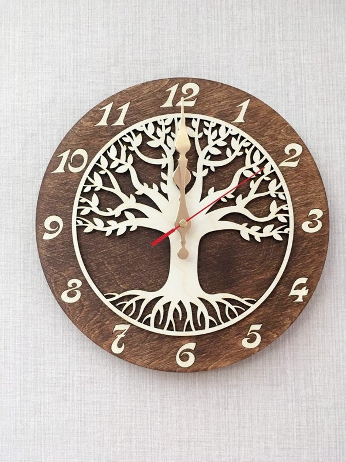Family Tree Clock Non-ticking Wall Wooden LARGE 11-16inch - Etsy